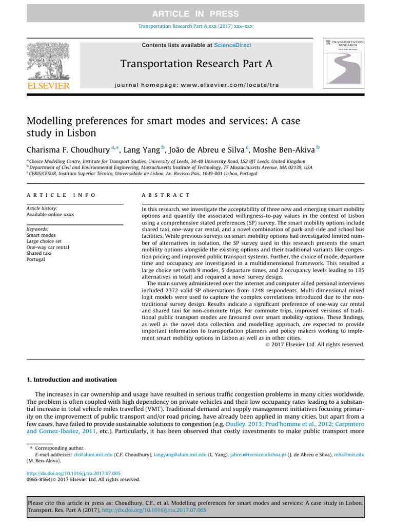 Modelling Preferences For Smart Modes and Services - A Case Study in ...