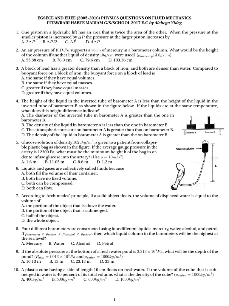NAEA Fluid Mechanics | PDF | Pressure | Buoyancy