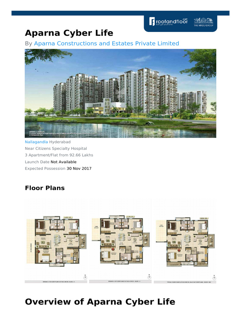 Aparna Cyber Life Automated - Brochure | PDF | Bathroom | Kitchen
