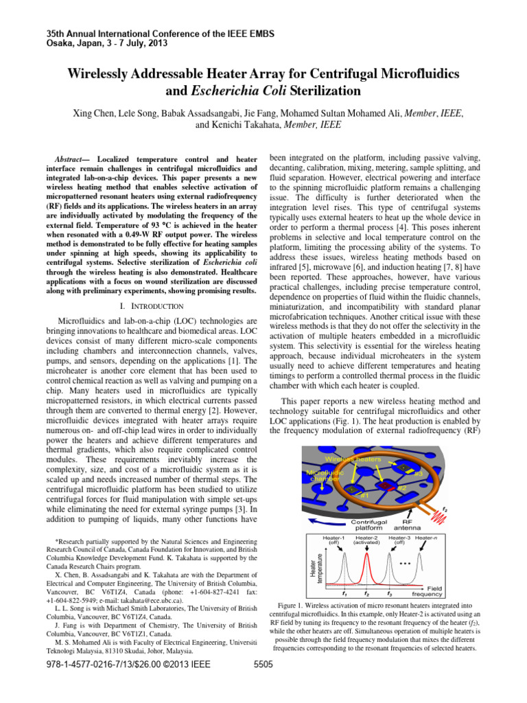 Wirelessly Addressable Heater Array for Centrifugal Microfluidics and Escherichia Coli ...
