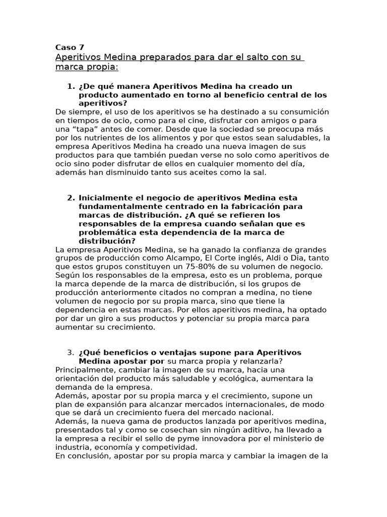 Aperitivos Medina: Estrategia de Marca Propia | PDF | Marca | Producto ...