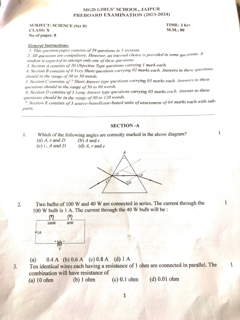 Pre Board Paper | PDF