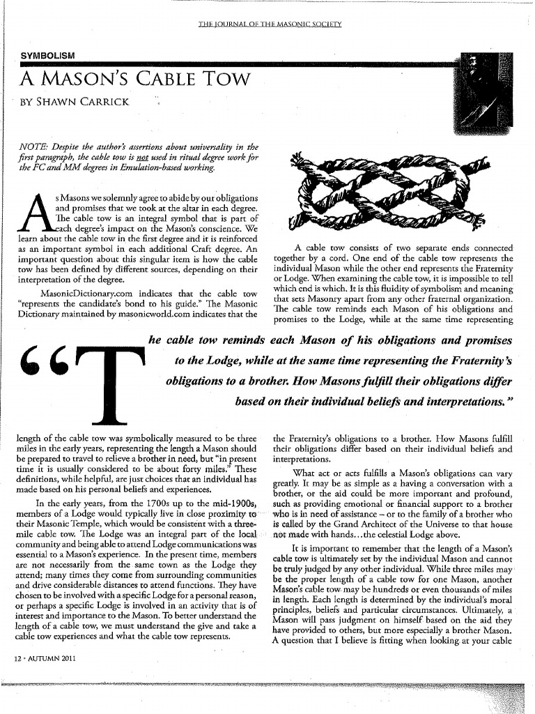 A Mason's Cable Tow | PDF