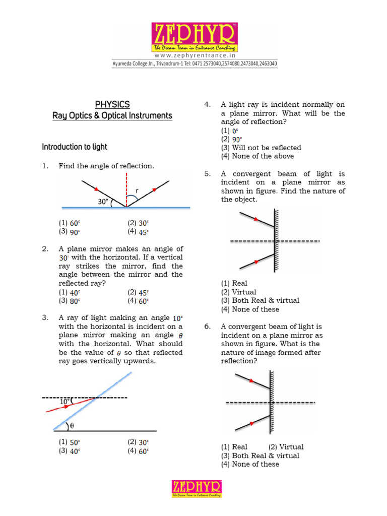 Ray Optics | PDF | Refraction | Mirror