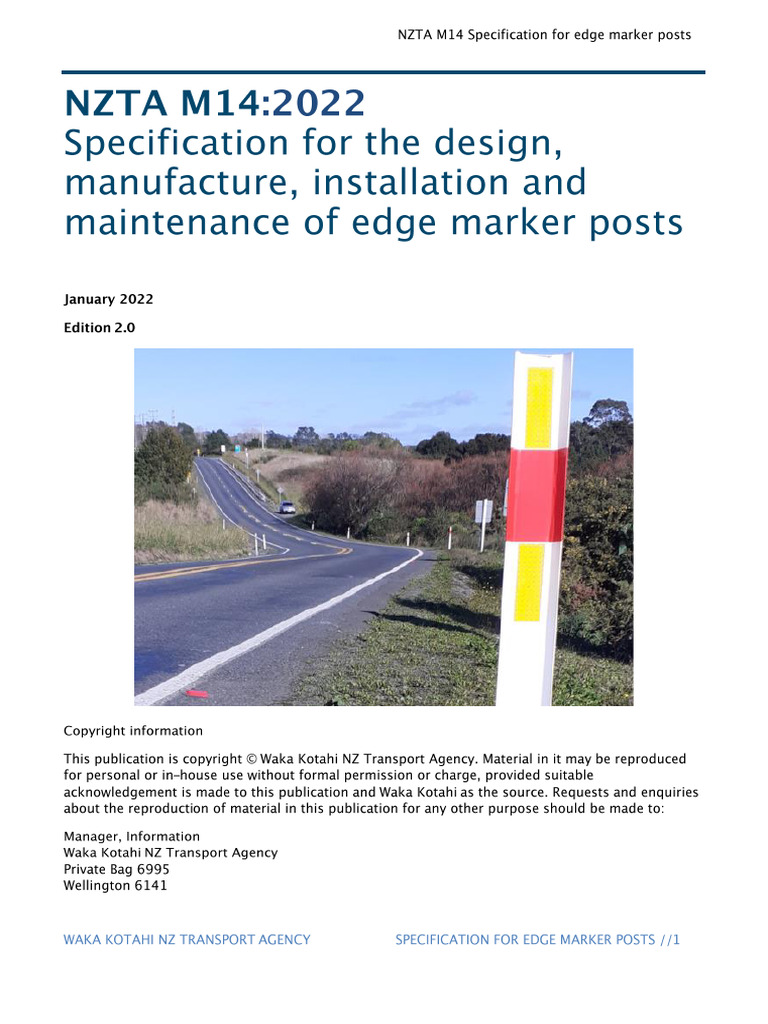 NZTA M14 2022 Specification For The Design Manufacture Installation and ...