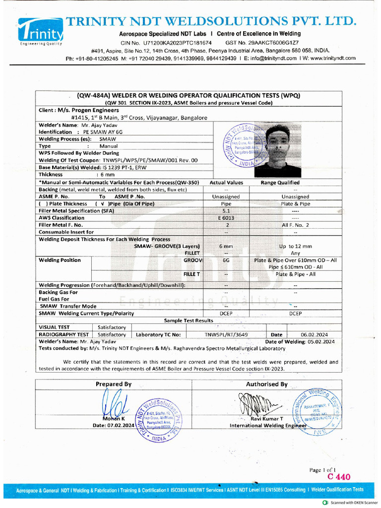 Welder Certificate 20240209 - 12073507 | PDF