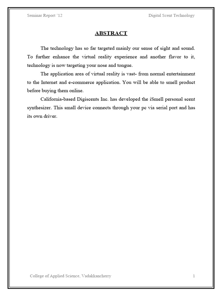 Digital Scent Technology Overview | PDF | Odor | Perception