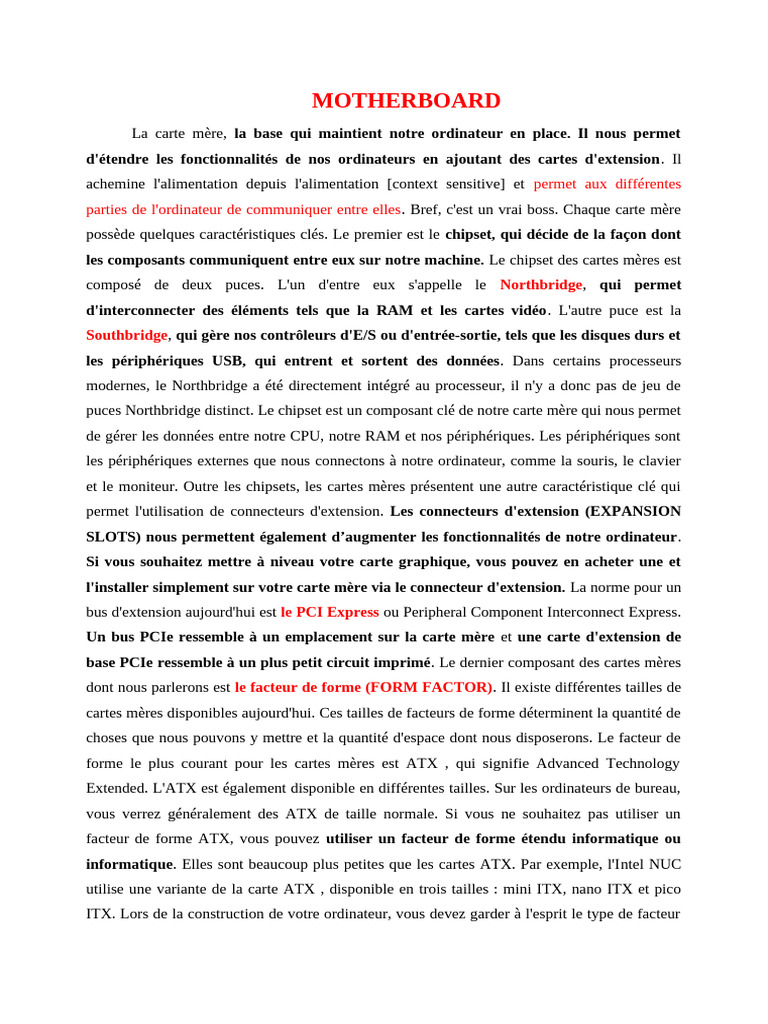 Motherboard | PDF | Ordinateur personnel | Classes d'ordinateur