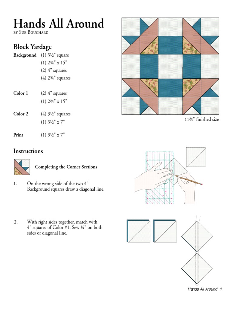 Hands All Around Quilt Block Guide | PDF | Home & Garden | Art