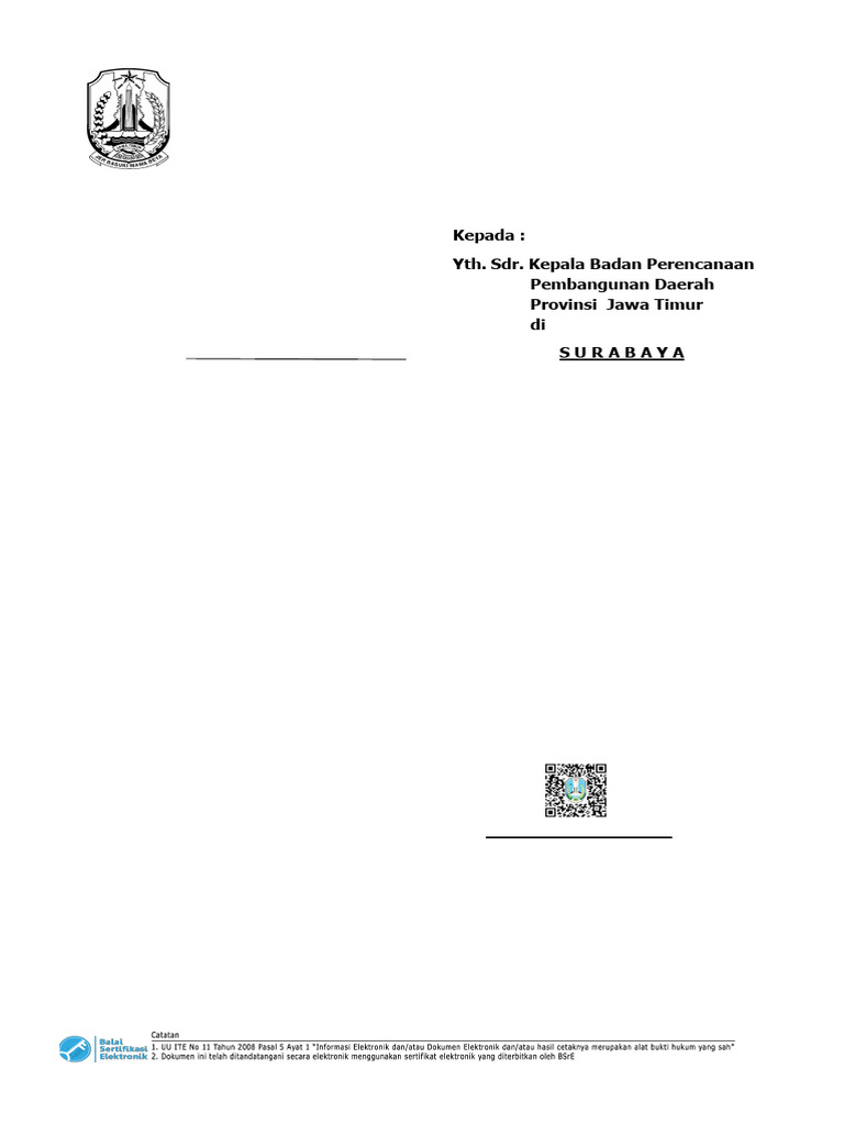 Surat Bappeda Hasil Desk Kamus Usulan 2026 - Sign - Sign - Sign | PDF