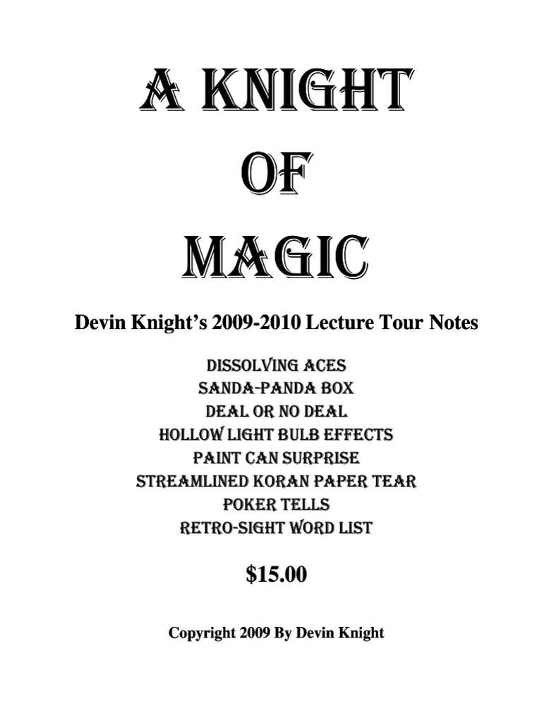 PDF Devin Knight Lecture Notespdf DL | PDF | Playing Cards | Ephemera