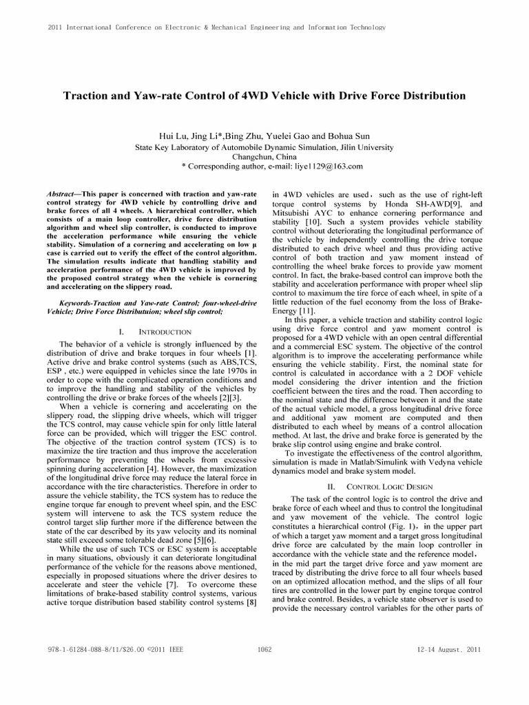 4WD Vehicle Traction and Yaw Control | PDF | Mechanics | Vehicles