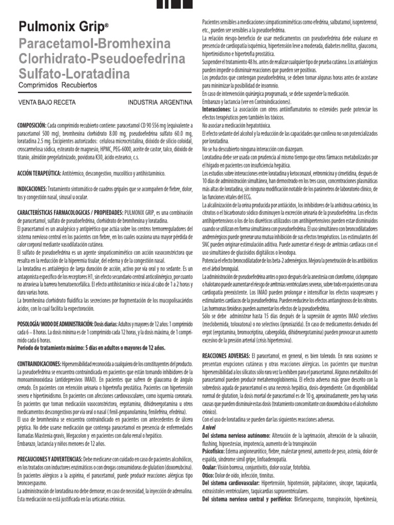 Pulmonix Grip | PDF | Medicamentos con receta | Drogas