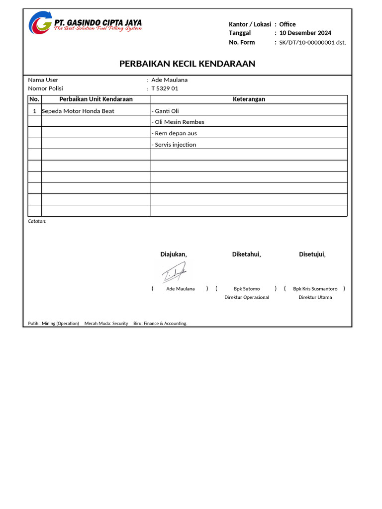 Form Perbaikan | PDF