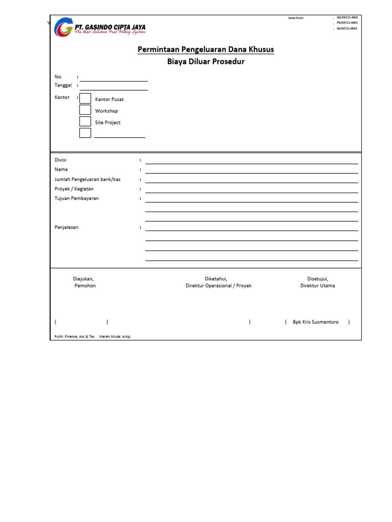 FORM PERMINTAAN dana Khusus | PDF