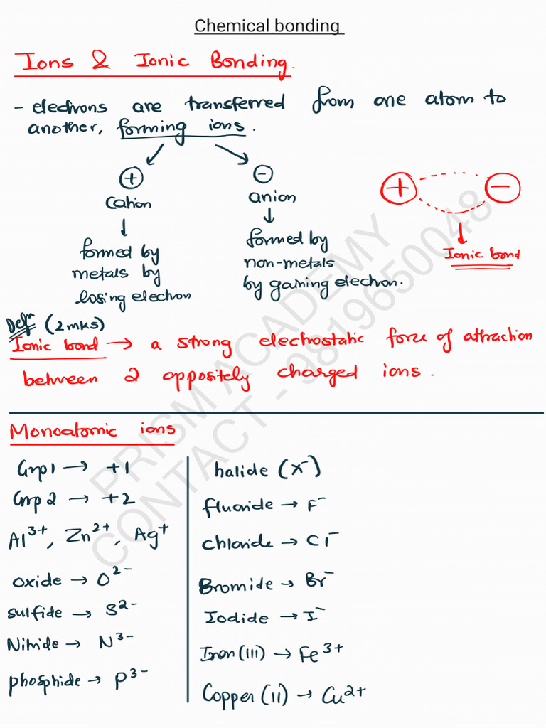 Chemical Bonding IGCSE Notes | PDF