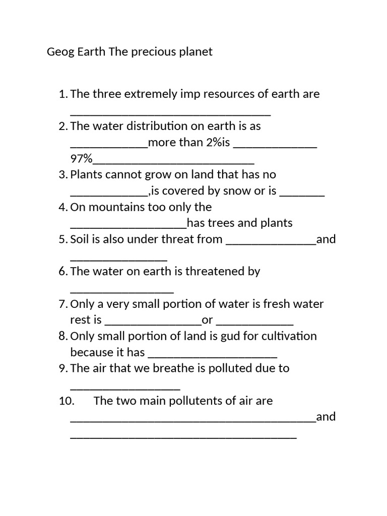 Earth's Resources and Environmental Challenges | PDF | Soil | Physical ...