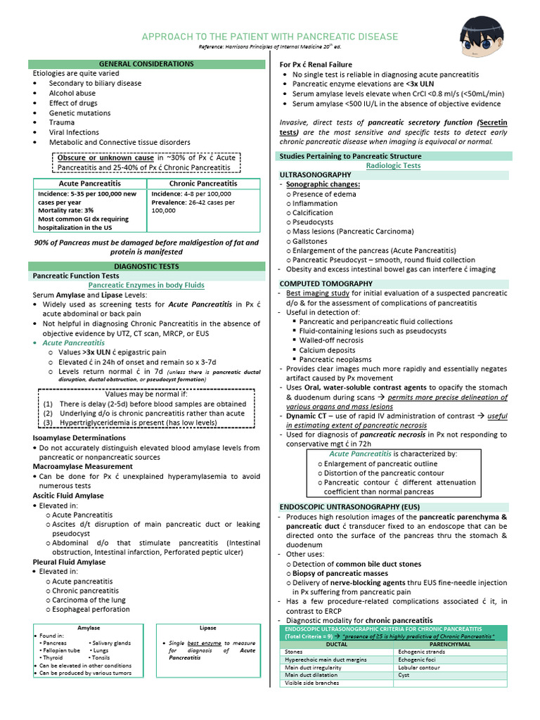 Diagnosing Pancreatic Disease: Key Tests | PDF | Pancreas | Diseases ...