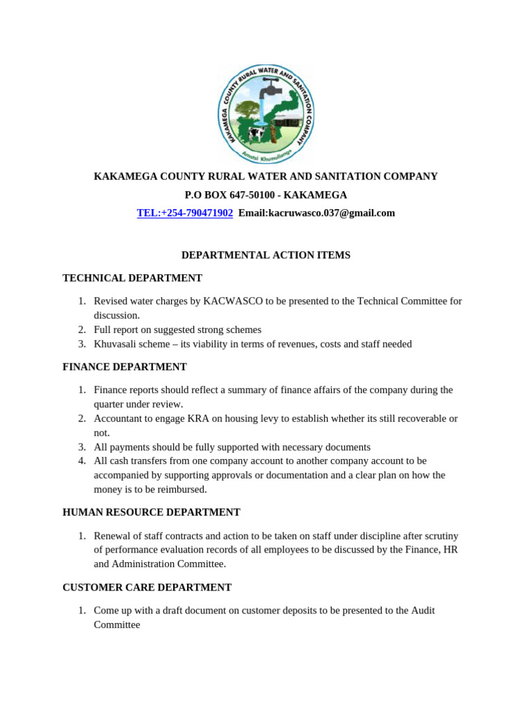 Departmental Action Items | PDF