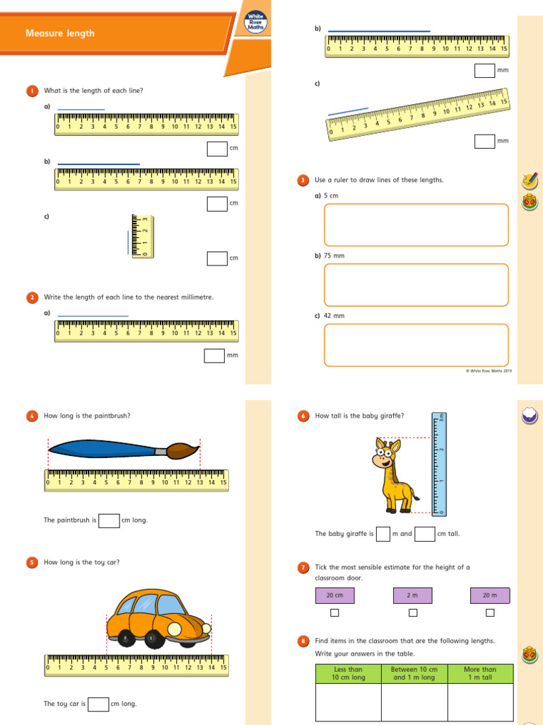 Y3 Maths 22 Feb Measuring Worksheets and Answers | PDF | Length | Distance