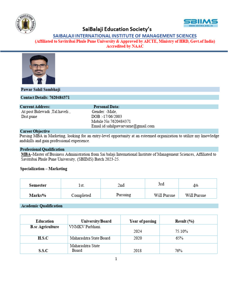Sahil - Pawar - CV | PDF