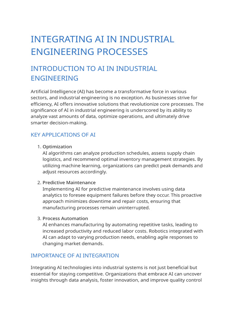 AI Integration in Industrial Engineering | PDF | Artificial ...