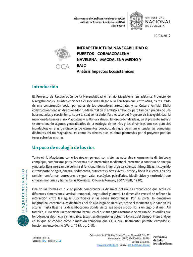OCA 2017 Infraestructura Navegabilidad Puertos Magdalena Medio y Bajo ...