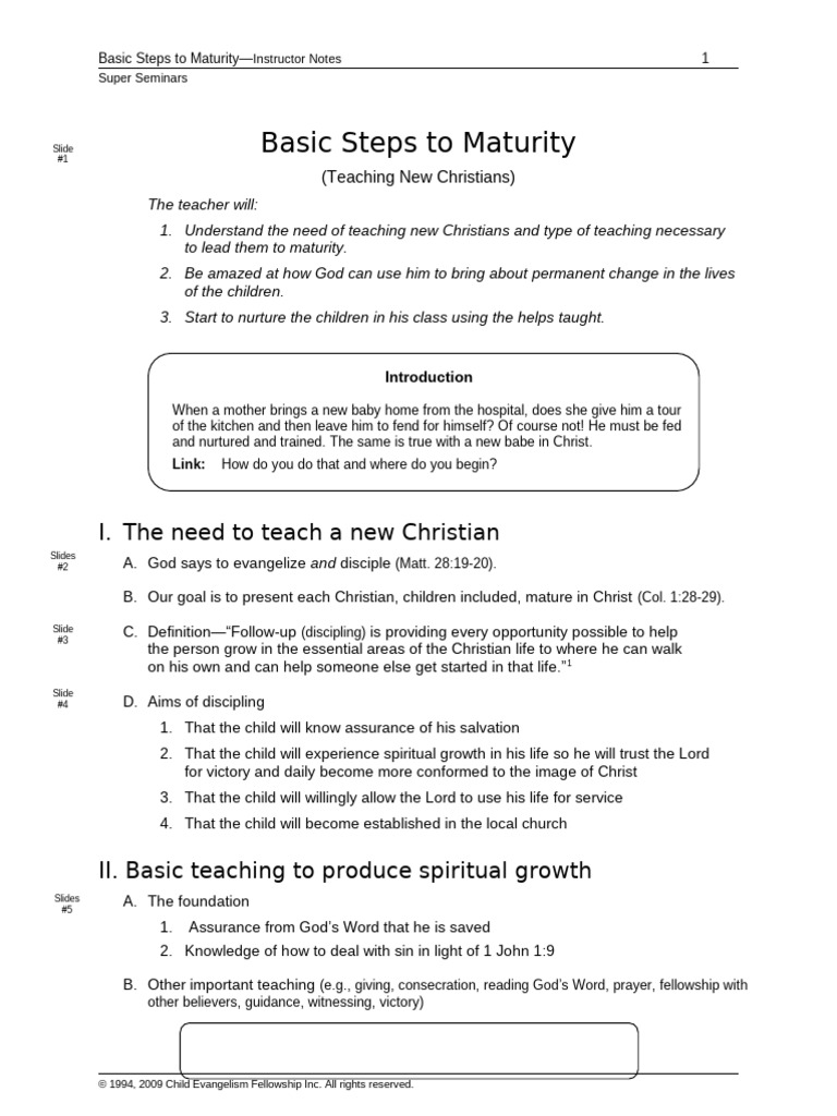 Basic Steps To Maturity Instr | PDF | Assurance (Theology) | Jesus