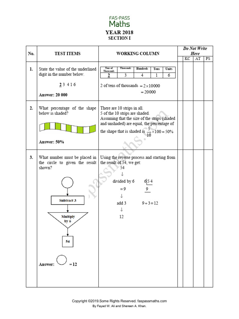 SEA Maths 2018 Past Paper Solutions | PDF | Volume | Euclidean Geometry