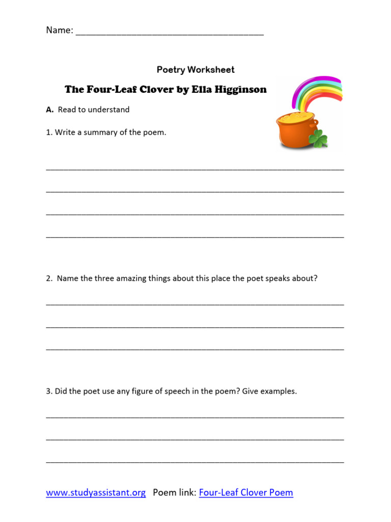 Four Leaf Clover Poem Exercise | PDF | Poetry