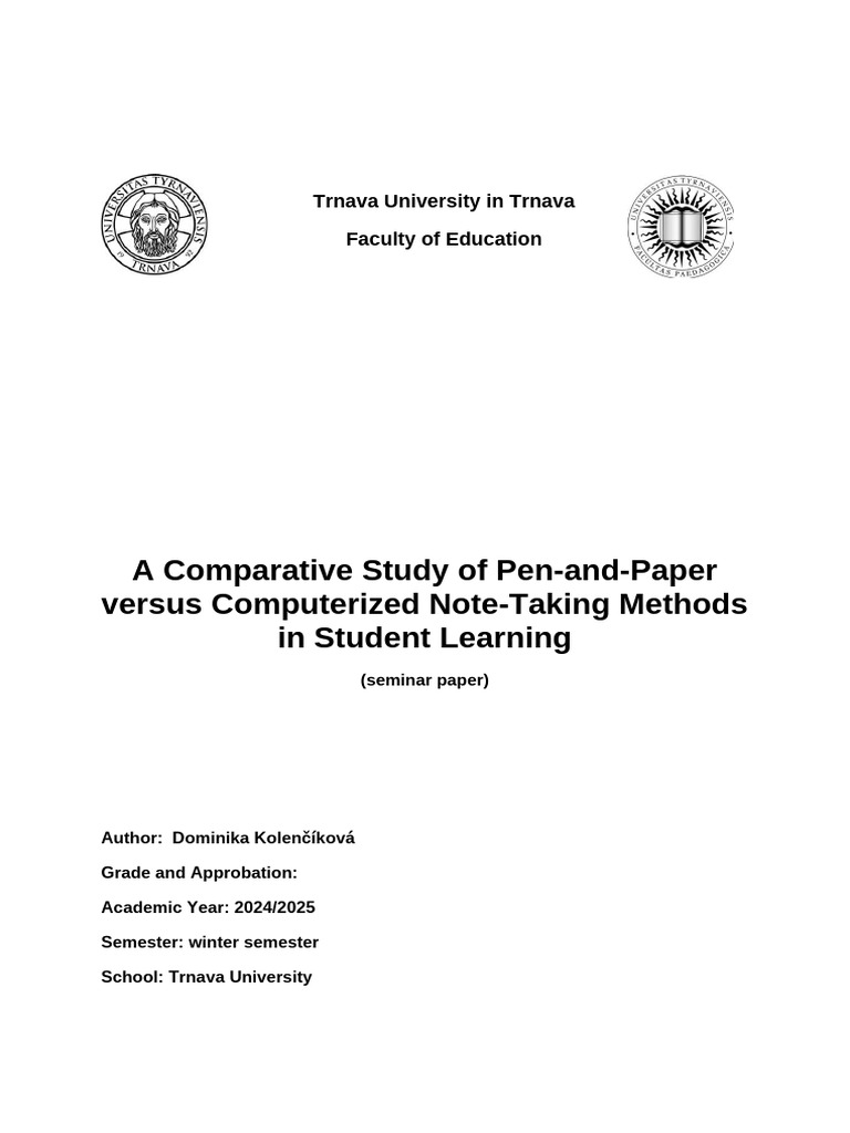 Pen-and-Paper vs. Digital Note-Taking | PDF | Learning | Methodology
