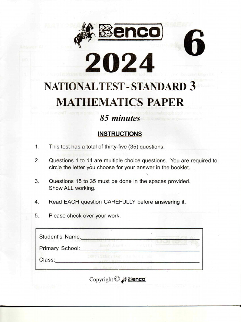 Benco NT 2024 Math 6 | PDF