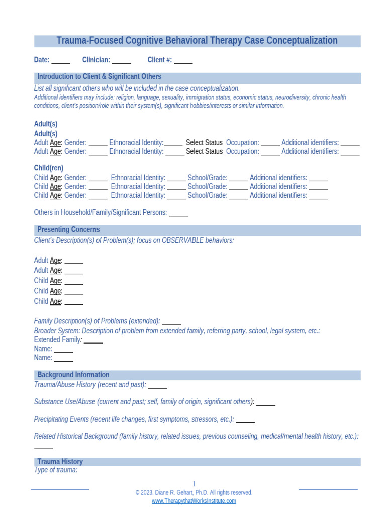 Trauma-Focused CBT Case Conceptualization | PDF | Psychological Trauma ...