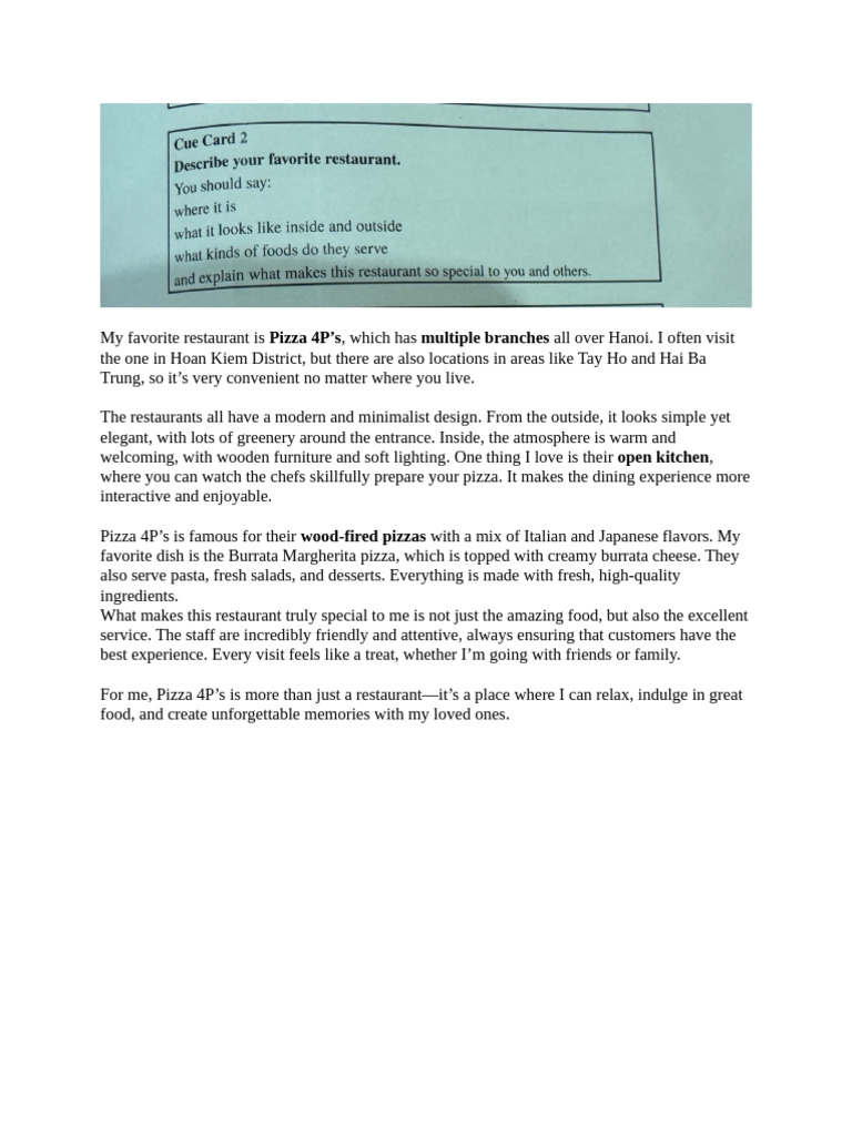 CUE CARD Speaking Ielts | PDF