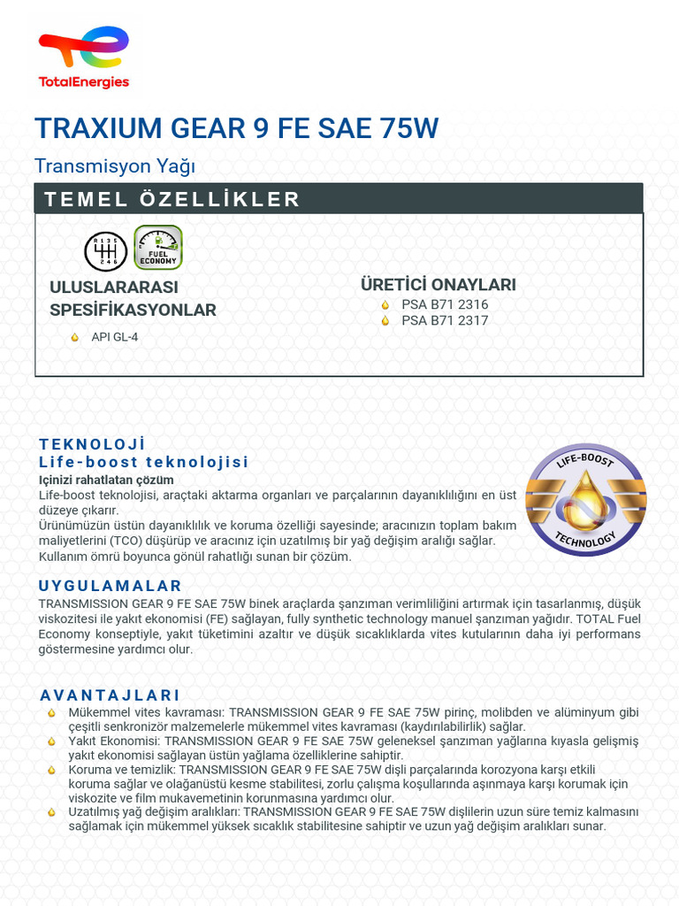 Tds Totalenergies Traxium-gear-9-Fe-sae-75w TSM TR Tur | PDF