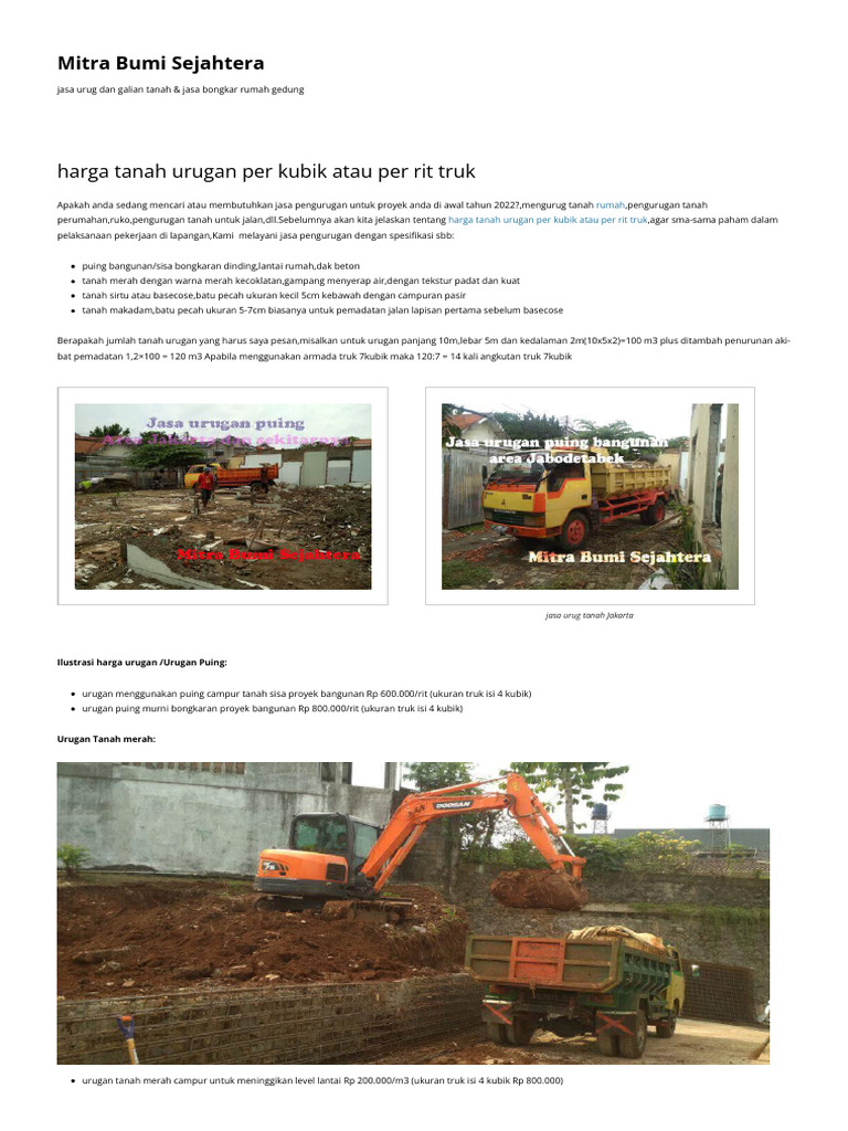 Harga Tanah Urugan per Kubik dan Rit | PDF