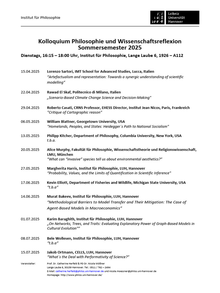 Kolloquium: Philosophie & Wissenschaft 2025 | PDF | Science