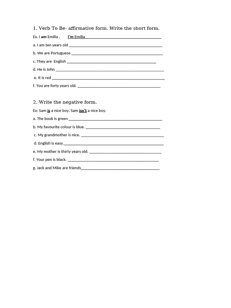 Verb TO BE | PDF