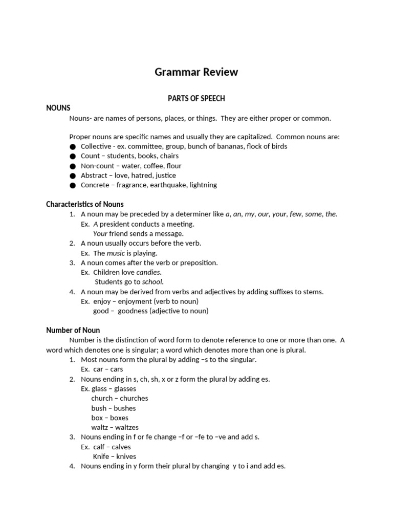 GRAMMAR Review hand outs | PDF | Adverb | Verb