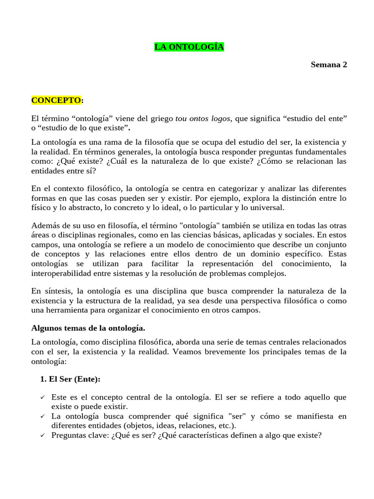 Introducción a la Ontología y Existencia | PDF | Existencia | Ontología