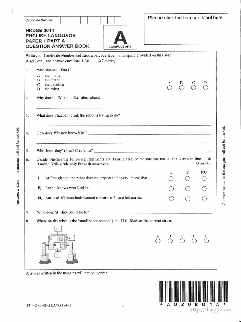 2014 Dse Eng Lang 1 A | PDF