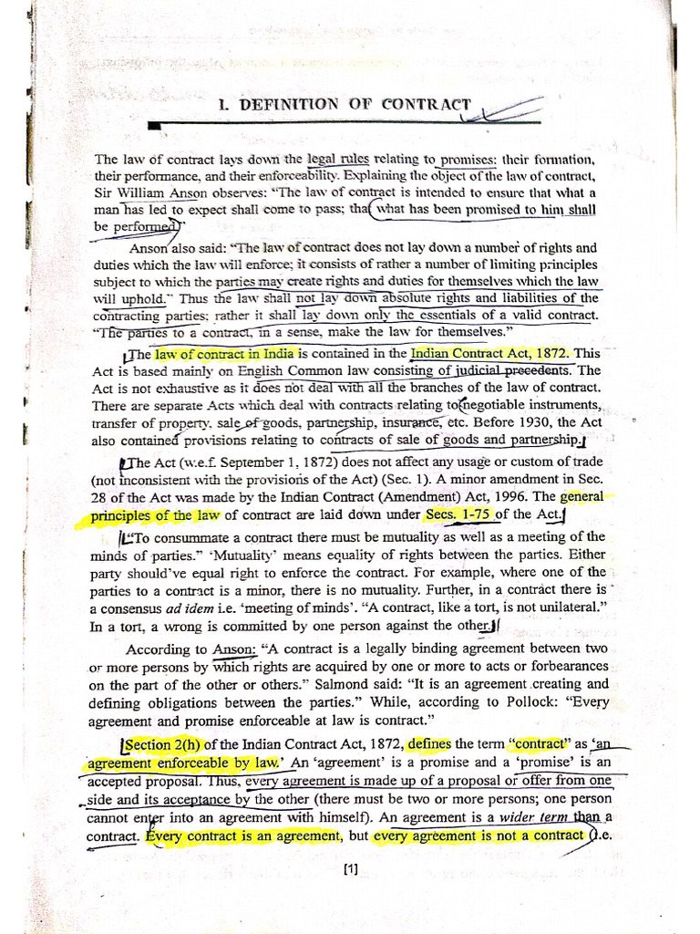 Study Material - General Principles of Contract | PDF