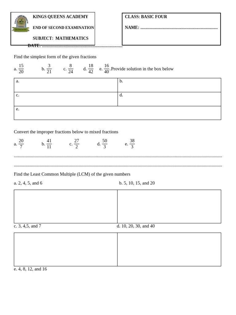 Basic Four Second Term Mathematics | PDF | Multiplication | Algebra