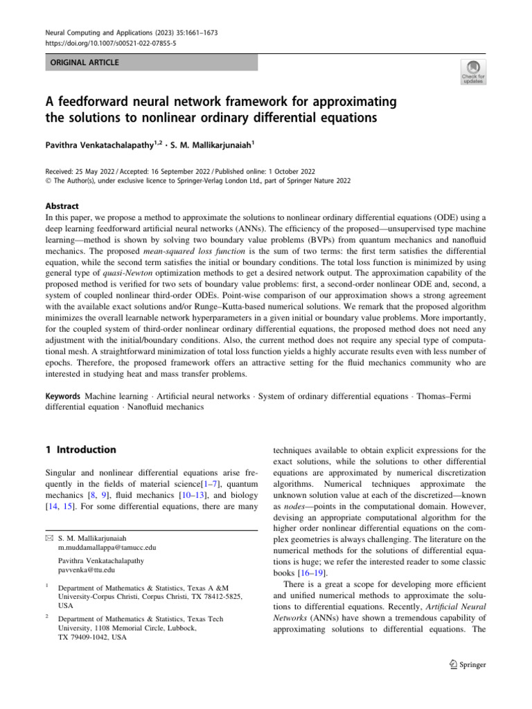A feedforward neural network framework for approximating the solutions to nonlinear ordinary ...