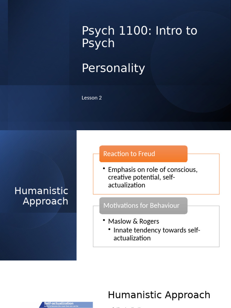 Psych 1100 Intro To Psych - Personality - Lesson 2 (Notes) | PDF | Self ...