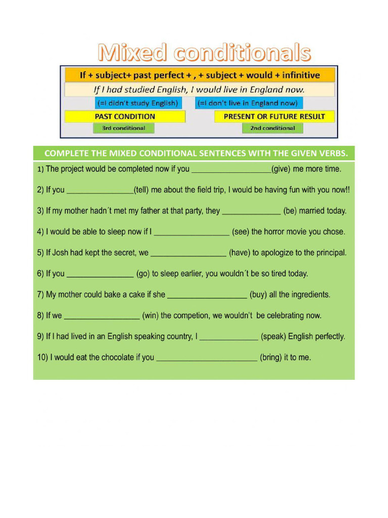 Mixed Conditionals 1st Type | PDF