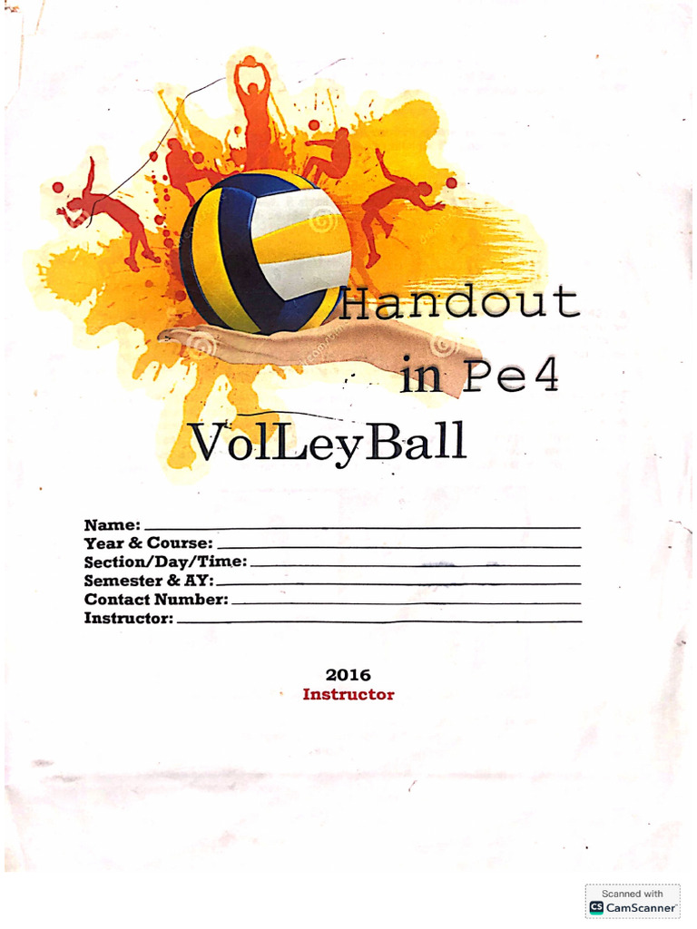 Handout in PE4 VOLLEYBALL | PDF