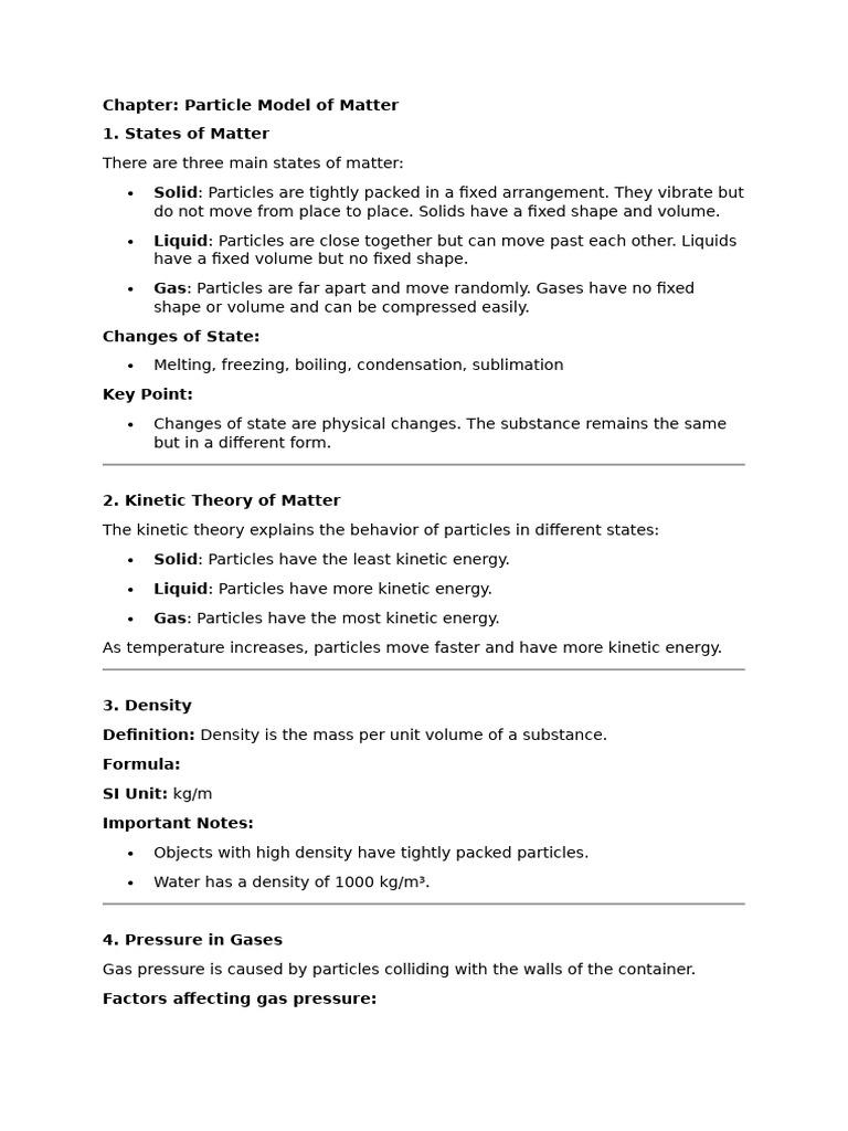 Kinetic Theory and States of Matter | PDF | Gases | Temperature