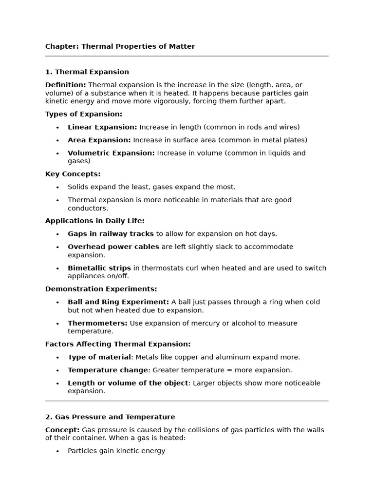 Thermal Expansion and Gas IGCSE | PDF | Thermal Expansion | Gases