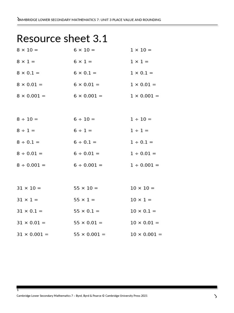 Stage 7 Maths Resource Sheet 3 1 | PDF | Mathematics